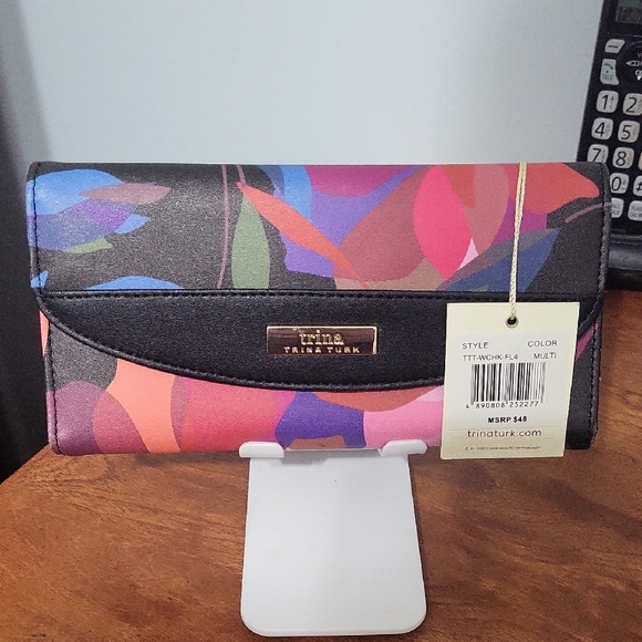 Trina Turk | Bags | Trina Turk Black And Pink Wallet With Artistic ...